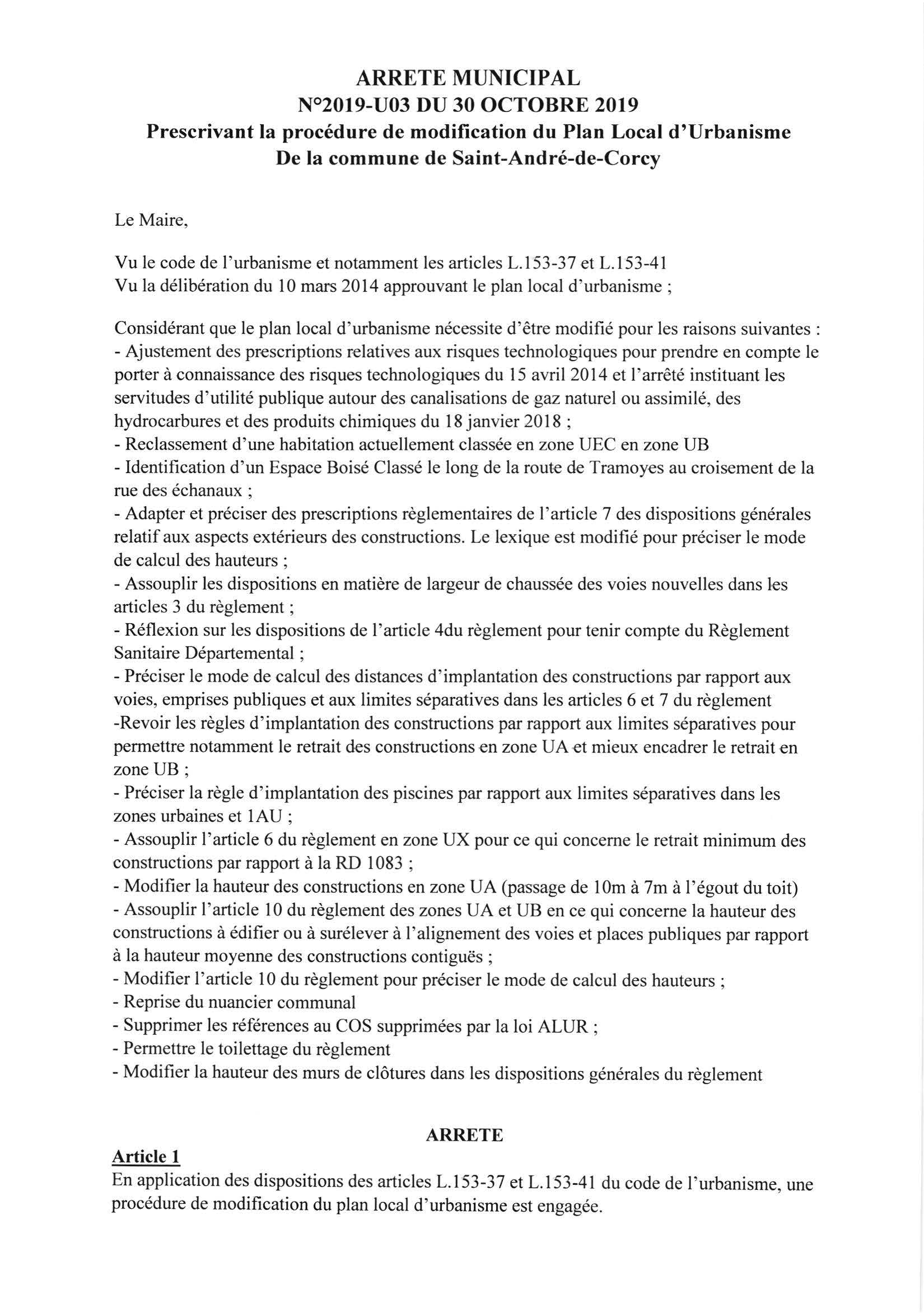 ARRÊTÉ MUNICIPAL – Saint-André-de-Corcy